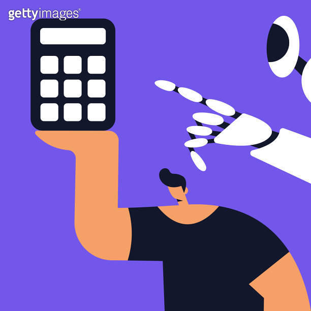 Robot with artificial intelligence helps make financial calculations ...