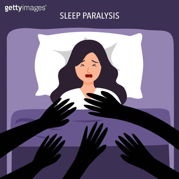 Sleep paralysis. Woman cannot move and screams due to sleep paralysis ...
