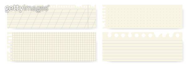 Various torn paper sheets from a notepad. Set of torn realistic pages. A collection of sheets ...