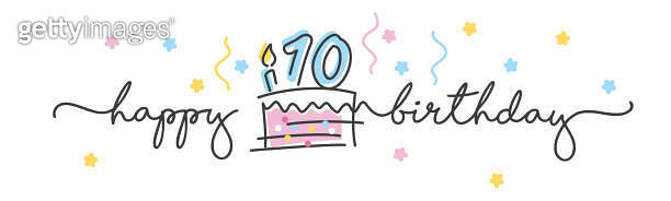 10th Birthday handwritten typography lettering Greeting card with ...