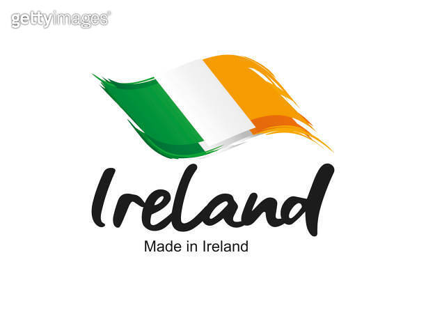 Made in Ireland new handwritten flag ribbon typography lettering logo ...