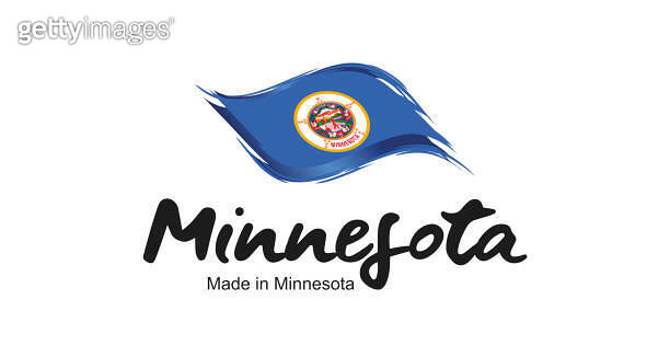 Made in Minnesota USA new handwritten flag ribbon typography lettering ...