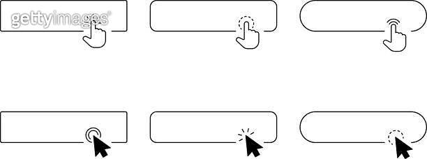 Click Blank Button with pointer clicking. Mouse Pointer Pictogram ...