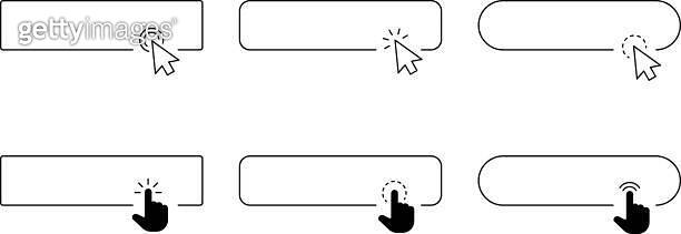 Click Blank Button with pointer clicking. Mouse Pointer Pictogram ...