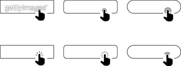 Click Blank Button with pointer clicking. Mouse Pointer Pictogram ...
