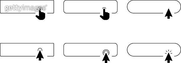 Click Blank Button with pointer clicking. Mouse Pointer Pictogram. Action button. Cursor icon ...