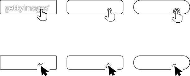 Click Blank Button with pointer clicking. Mouse Pointer Pictogram ...