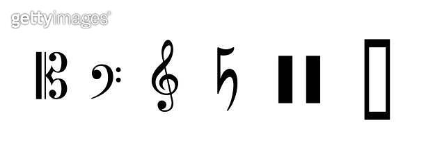 Music notes icon set, Standard music notes symbol set, vector ...