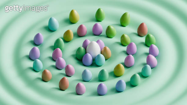Colorful abstract Easter background with eggs, 3d render 이미지 ...