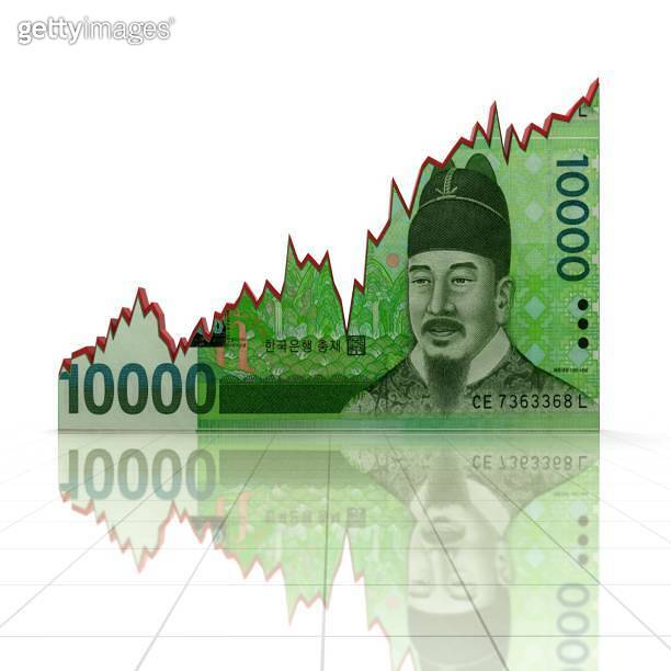 South Korean won money investment growth chart graph 이미지 (2132634410 ...