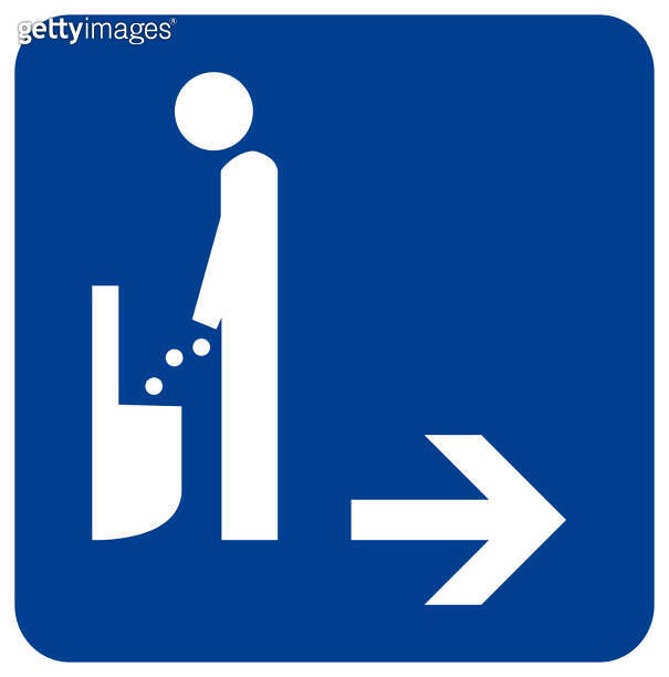 Toilet at The Male Urinal On The Right Symbol Sign, Vector Illustration ...