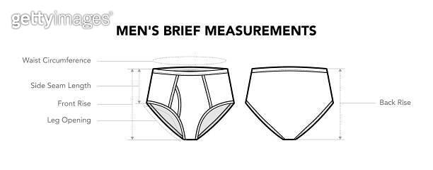 Set of Men brief measurements diagram with names underwear styles ...