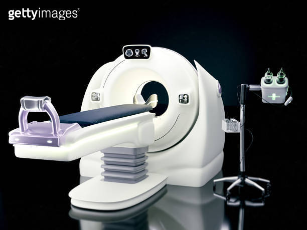 The CT scan room features a 3D rendering Modern CT scanner. 이미지 ...