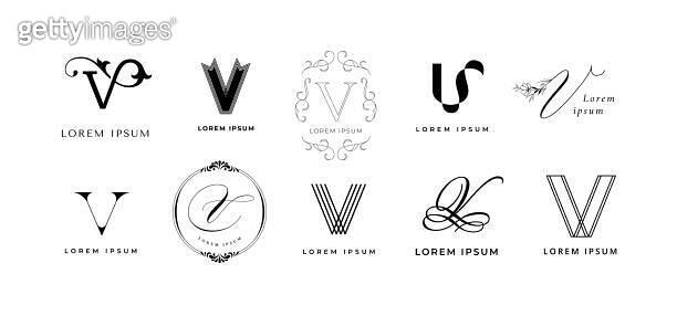 Creative V emblem. Letter v monogram vintage and modern branding ...