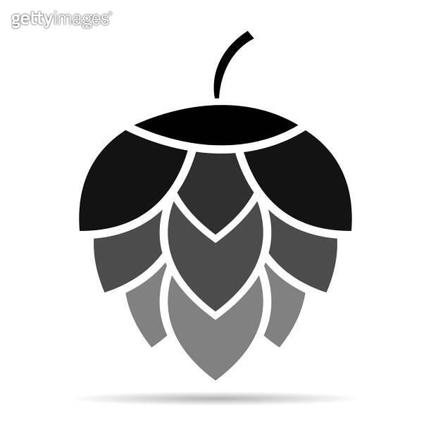 Hop icon beer shadow cone leaf sign,pub herb design, nature seed vector ...