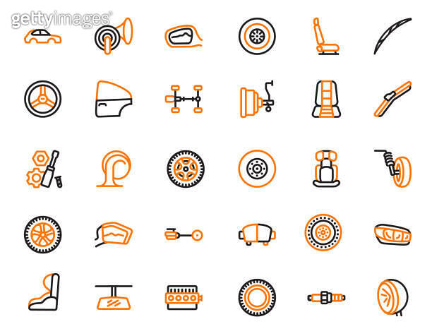 Car Parts, Moldings, Upgrades, Comprehensive Automotive Icon Set with ...