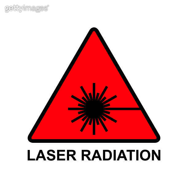 Laser radiation danger label icon, safety protection information symbol ...