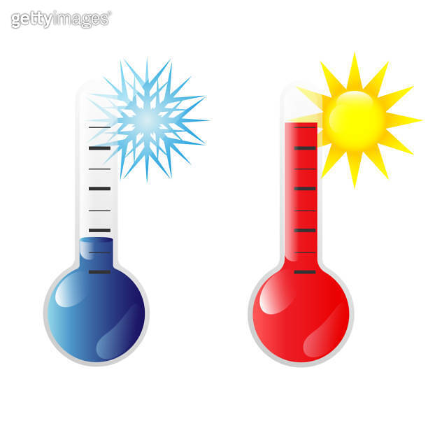 Thermometer hot and cold temperature. Meteorological thermometers ...