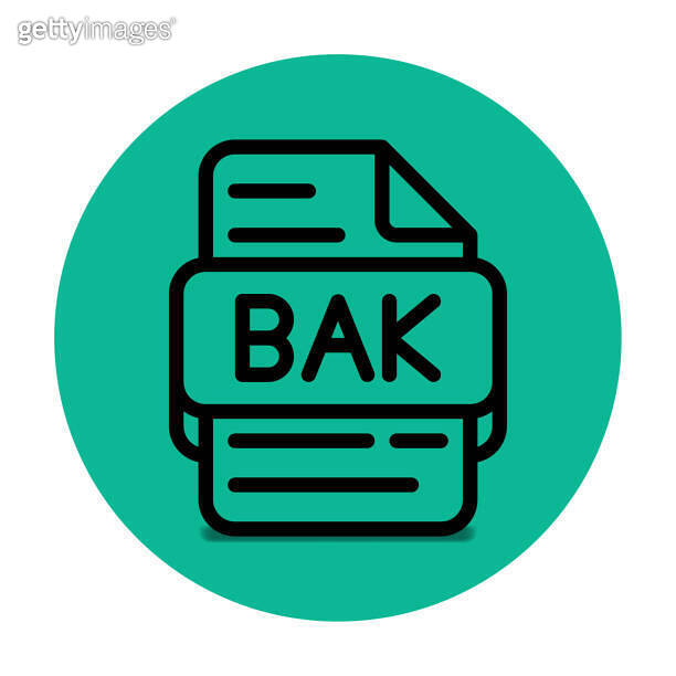Bak file type icon. files and document format extension. with an ...