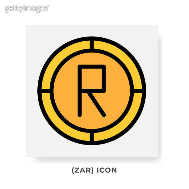 Rand ZAR Currency Icon. Africa Financial Symbol Flat Icons, in Golden ...