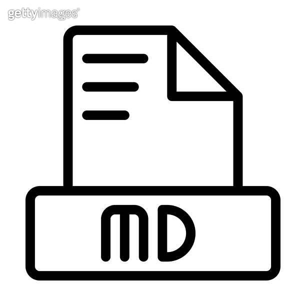 MD File Icon. Outline file extension. icons file format symbols. Vector ...