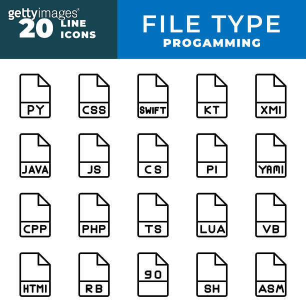 File Type Format Icon Set Document Files Extension Icons Symbol With Outline Design Vector