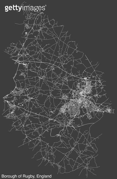 Street roads map of the British BOROUGH OF RUGBY, ENGLAND (2029726676 ...