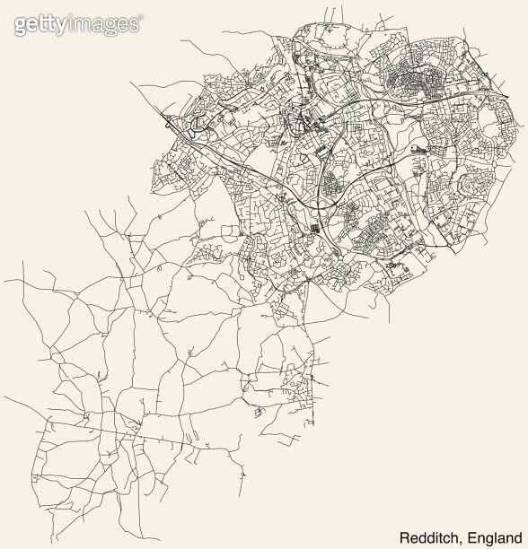 Street roads map of the British city of REDDITCH, ENGLAND (2029719689 ...