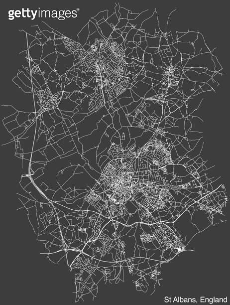 Street roads map of the British city of ST ALBANS, ENGLAND (2029723430 ...