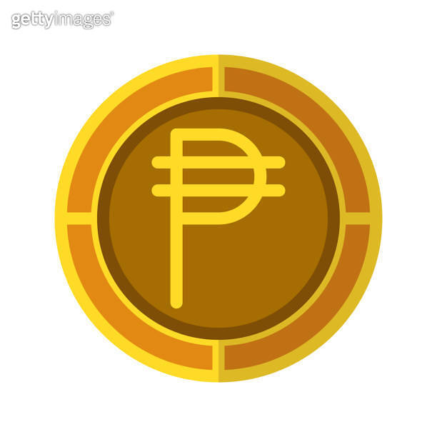 Peso coin icon. Currency flat icons in golden color, symbol of ...
