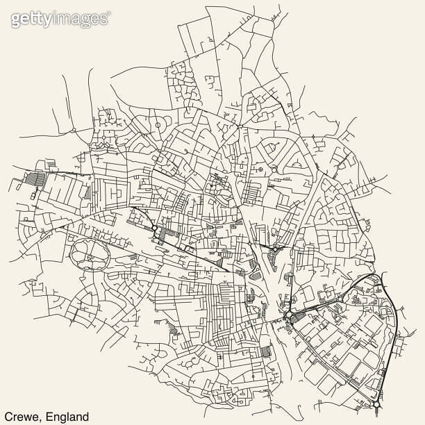 Street roads map of the British city of CREWE, ENGLAND (2029728856 ...