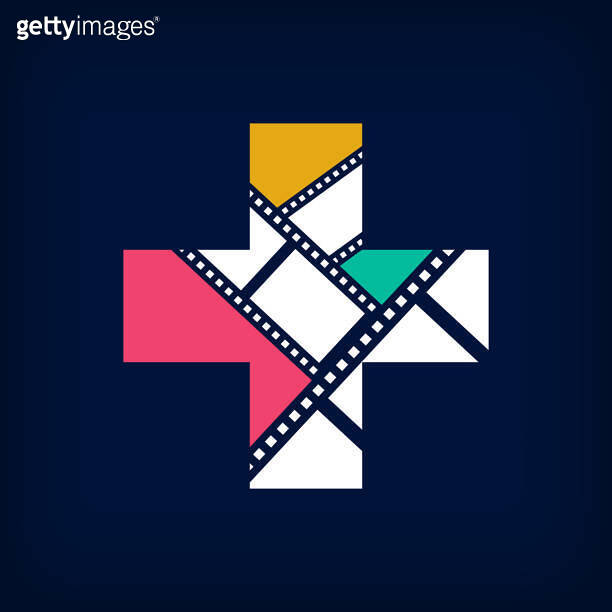 Color film photo collage plus sign, design in modern form. (2177972943 ...