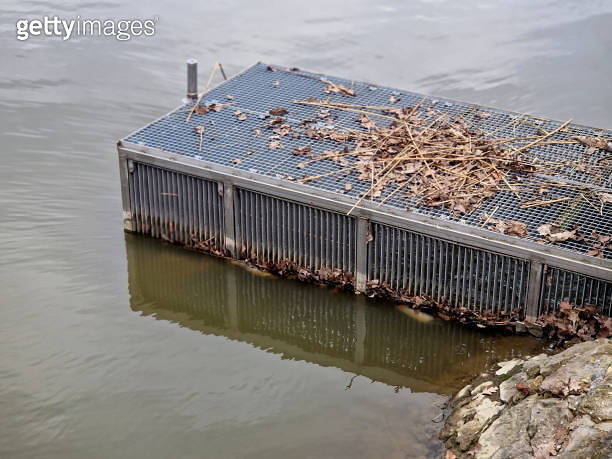 pond sluice, water reservoirs with regulation and concrete dam shaft ...