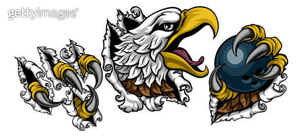 Bald Eagle Hawk Ripping Bowling Ball Mascot 이미지 (1944369665) - 게티이미지뱅크