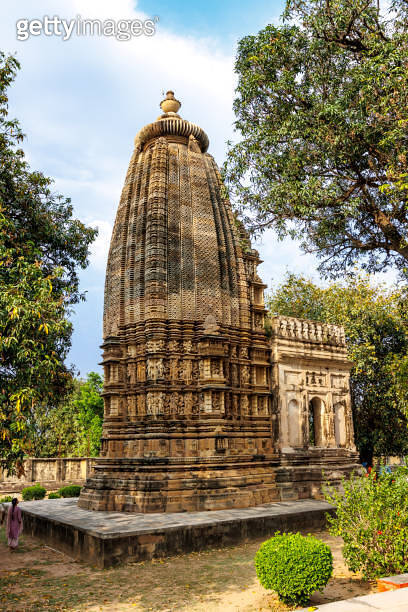 Facade of the Adinath temple, a Jain temple in Khajuraho, Madhya ...