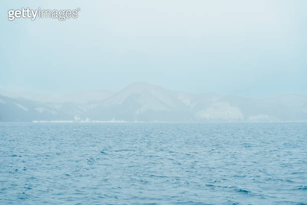 Lake Tazawa in winter at Semboku city, Akita Prefecture, northern Japan ...
