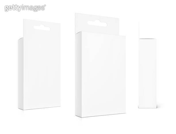 White package box with hang slot mockup for electronic and mobile ...