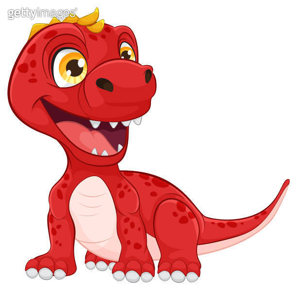 A happy red dinosaur with a big smile 이미지 (2075272338) - 게티이미지뱅크