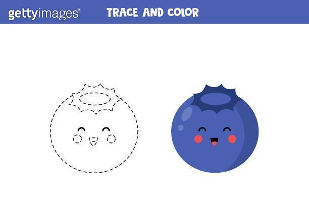 Trace and color cute blueberry. Printable worksheet for children ...