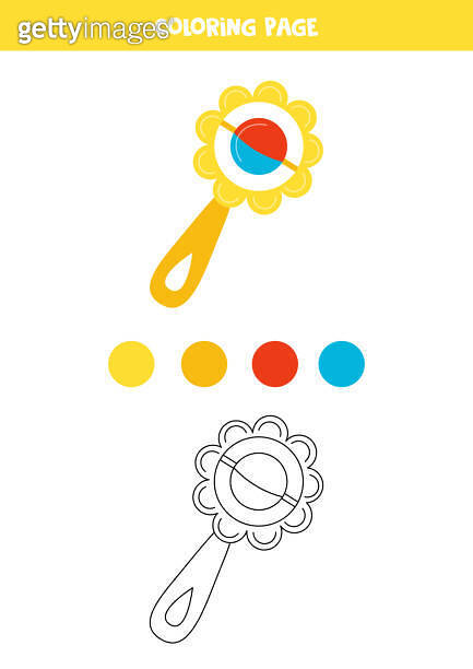 Color cute cartoon toy rattle. Worksheet for kids. 이미지 (2154098893 ...