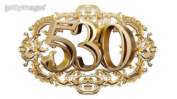 golden number five hundred thirty in the center of Decorative golden ...