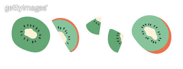 Set of abstract vector kiwi. Simple kiwi. Tropical fruit collection ...