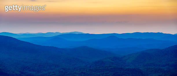 Panorama at Dawn Along Blue Ridge Parkway: Bear Den Overlook, North ...