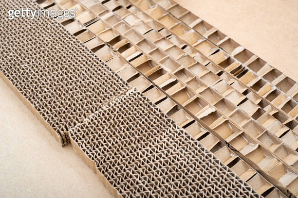 Cardboard packing material. corrugated paper sheets made from cellulose ...