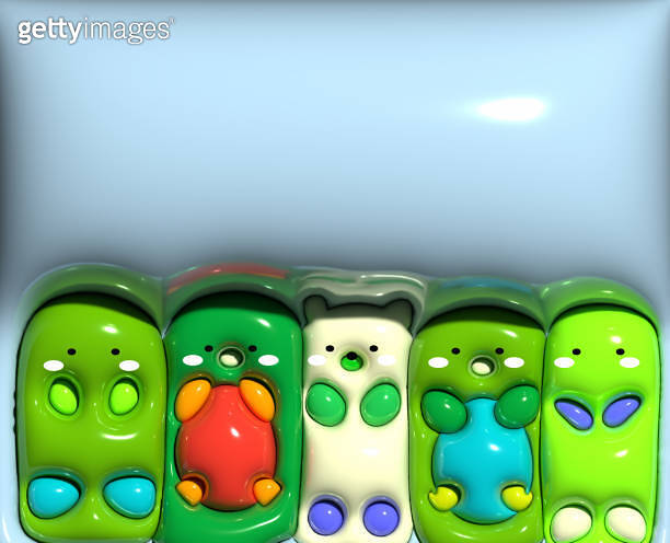 abstract cartoon cute baby pets inflate effect 3D pattern background ...