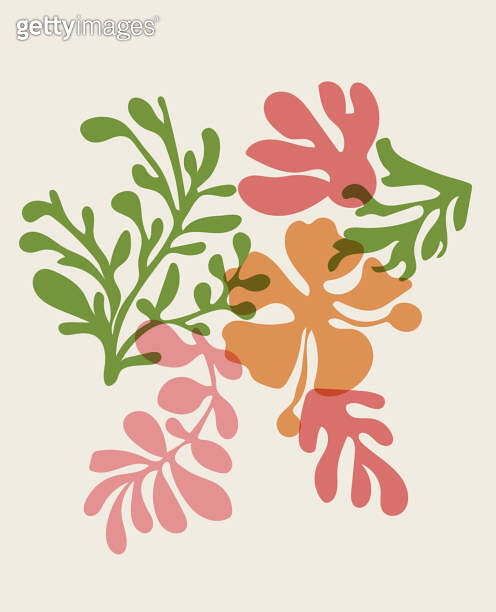 abstract colors hand drawing style plant leaf pattern art background ...