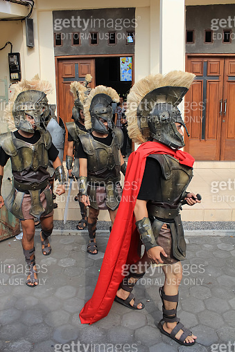 Roman Soldiers in Theatrical performance of the story of the ...