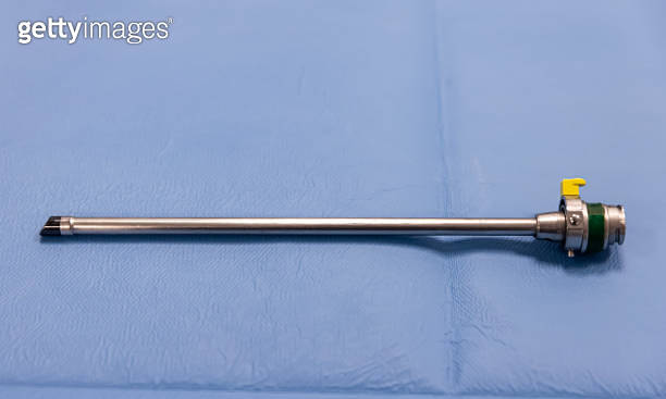 Tools for surgery on green fabric, Preparation for Gynecology surgery ...