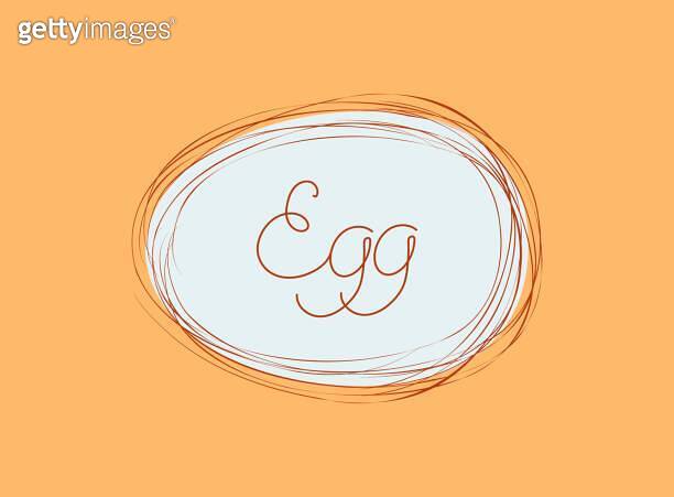 Chicken egg, drawing of a stylized egg, frame, form for text. Culinary ...