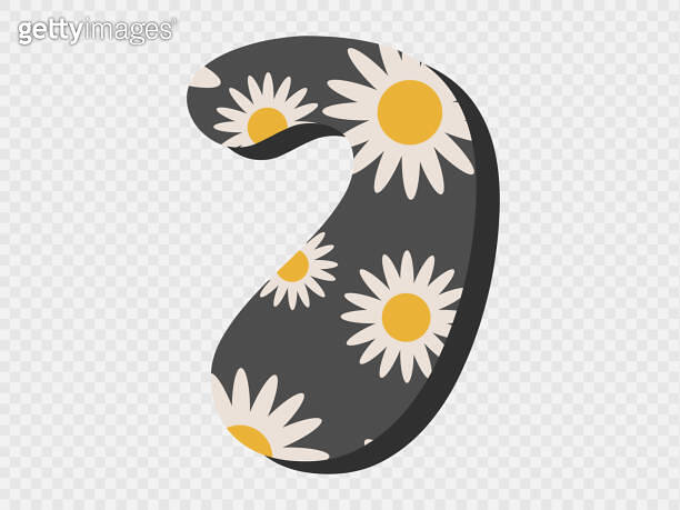 Number 7 on a transparent background.Number seven with daisy flowers ...